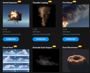 Free VDB Volumes Created With EmberGen 15種類の竜巻、爆破、炎、煙などのVDB素材15種類を無料 ...